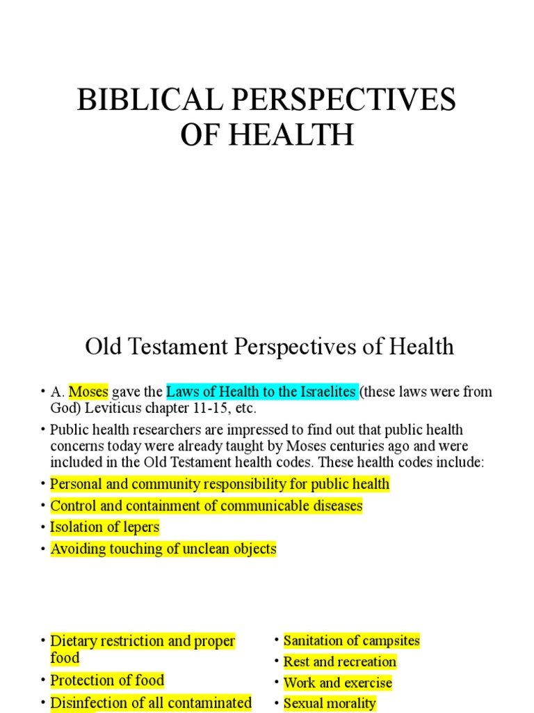 Biblical Perspectives of Health | PDF