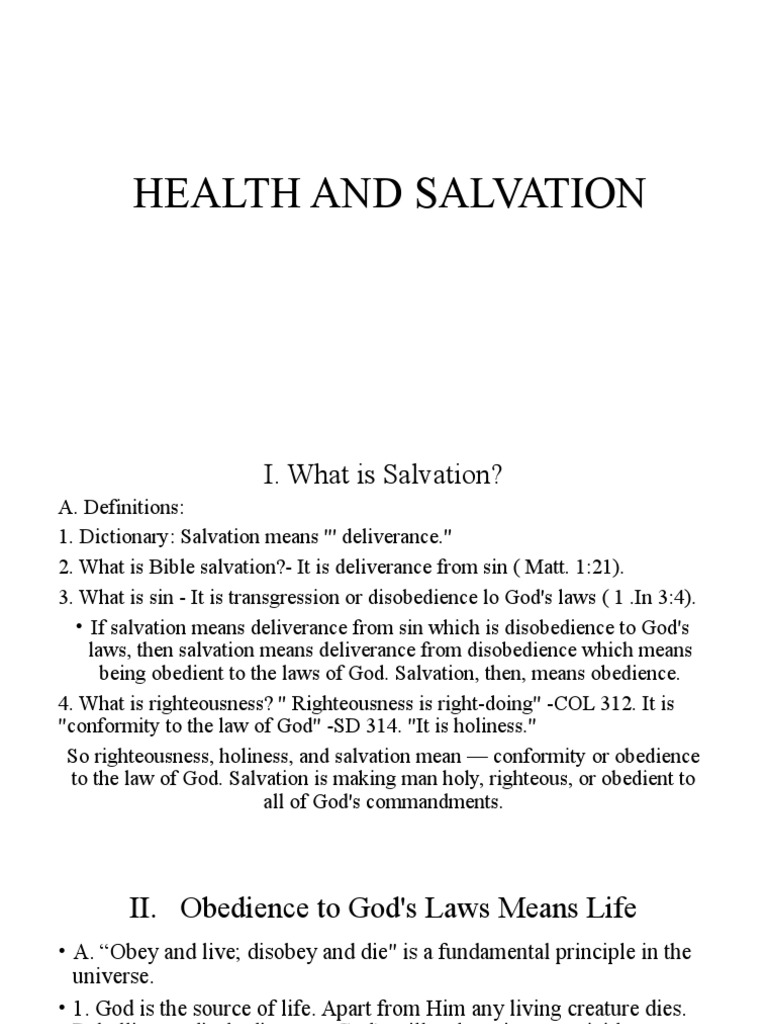 Health and Salvation | PDF | Salvation | Eternal Life (Christianity)