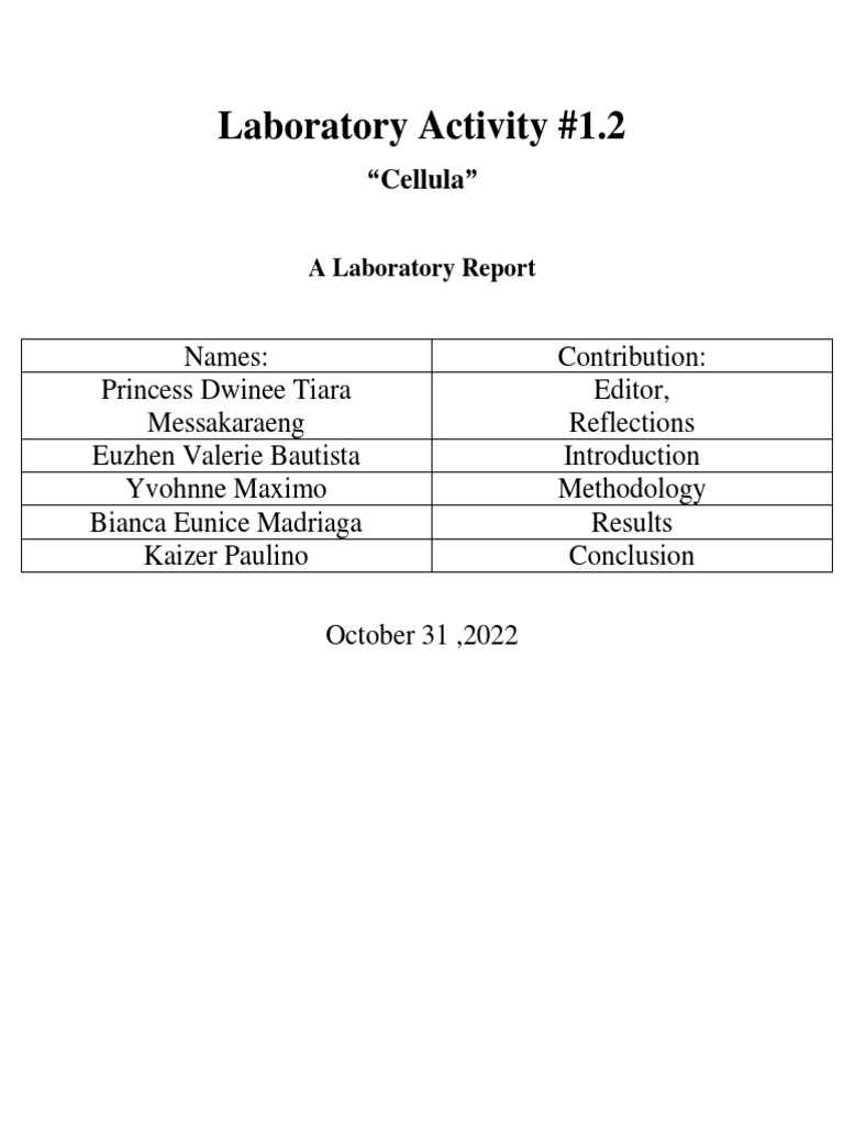 Laboratory Activity - Group2 | PDF | Eukaryotes | Cell (Biology)