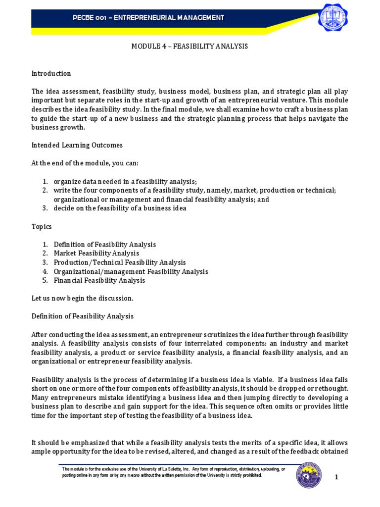 Module 4 - Feasibility Analysis | PDF | Feasibility Study ...