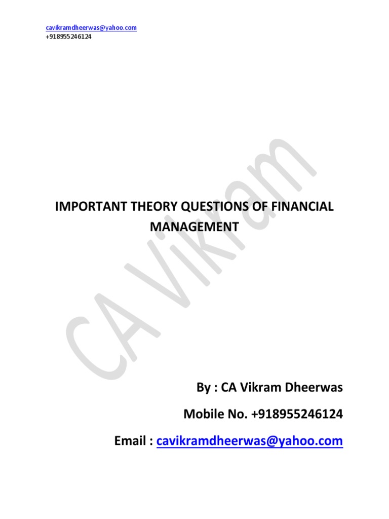 Key Financial Management Theories | PDF | Factoring (Finance ...