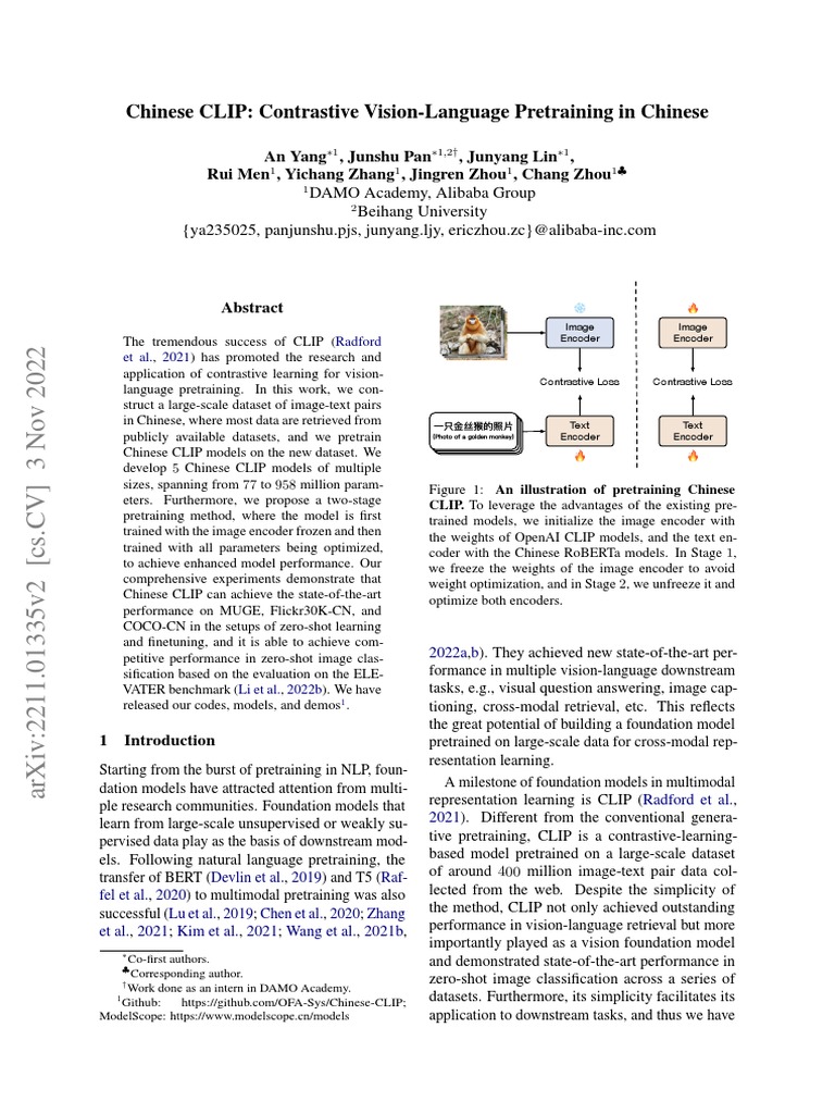 Chinese CLIP: Contrastive Vision-Language Pretraining in Chinese | PDF | Data Compression ...