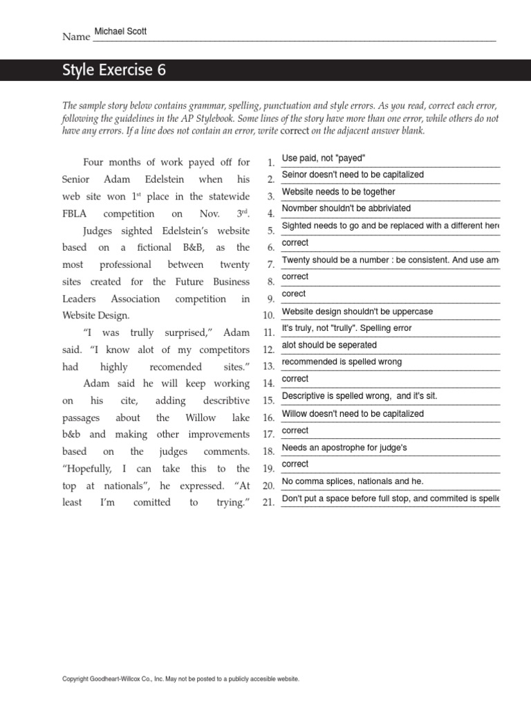 Journalism Style Exercise 6 | PDF | Language Mechanics | Human ...