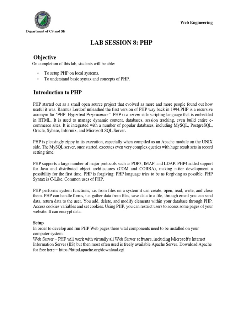 Lab Session 9 | PDF | Php | World Wide Web