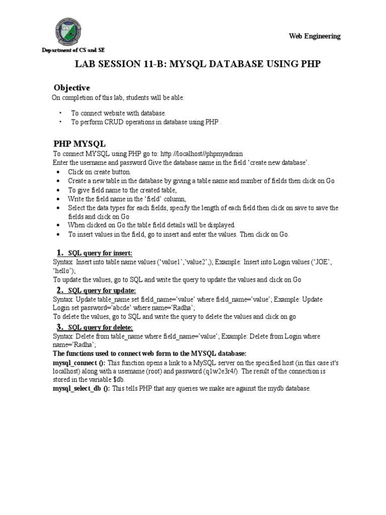 Lab Session 11-B | PDF | Databases | World Wide Web