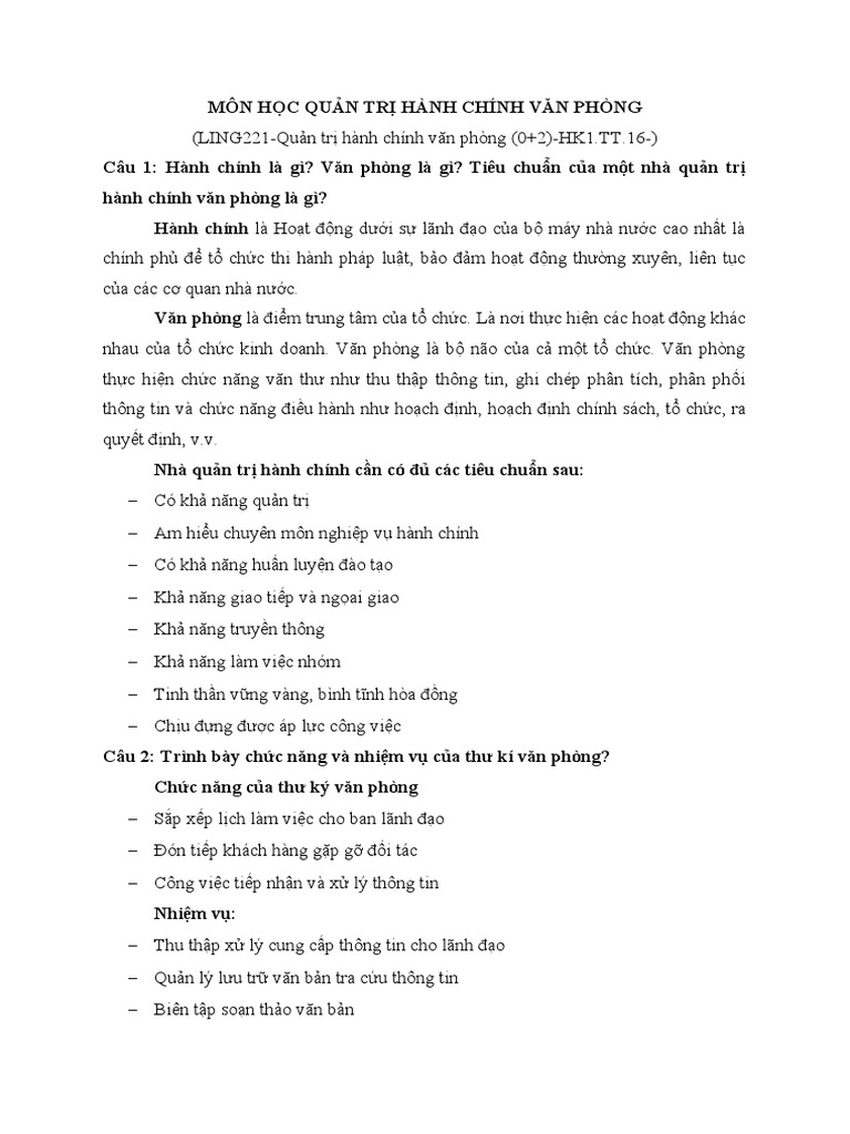 Câu Hỏi Lý Thuyết Qthcvp-t3 | PDF