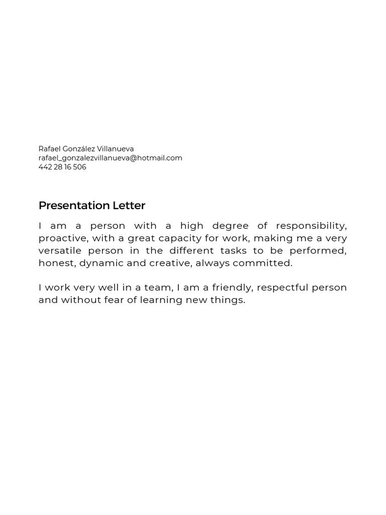 Presentation Letter | PDF