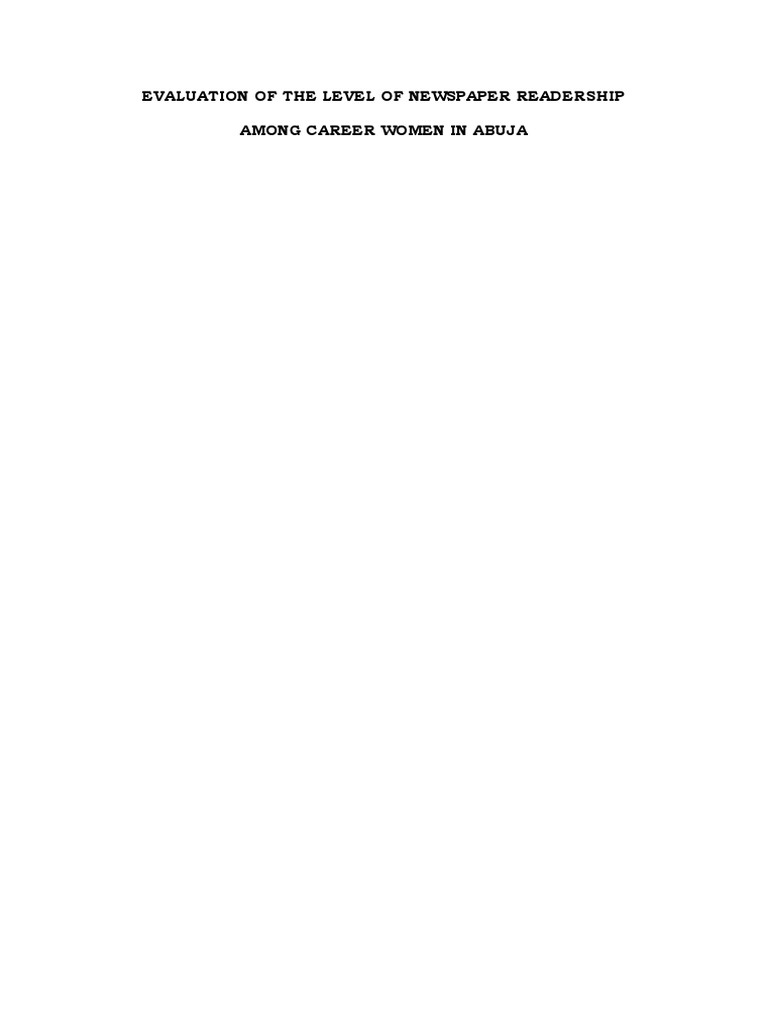 Evaluation of The Level of Newspaper Readership Among Career Women in ...