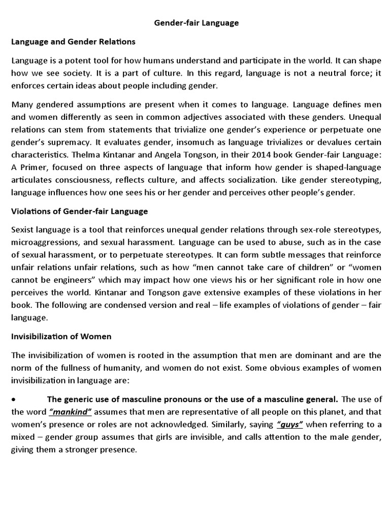 Gender Fair Language | PDF | Gender Studies | Gender
