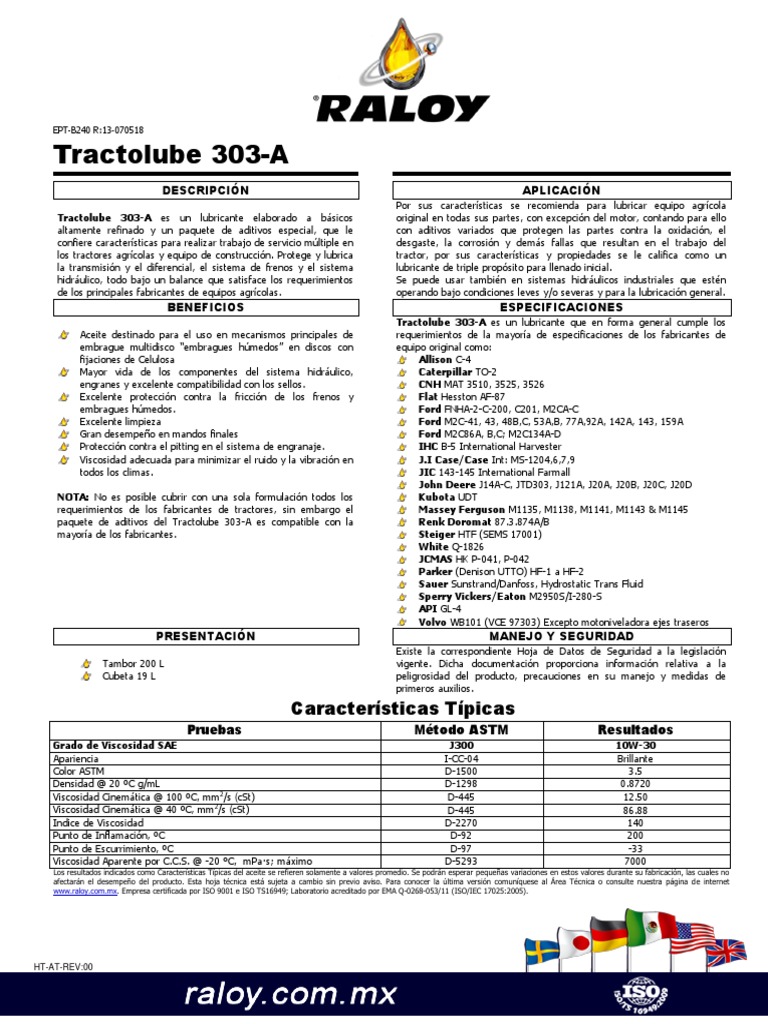 Tractolube 303-A | PDF | Lubricante | Embrague