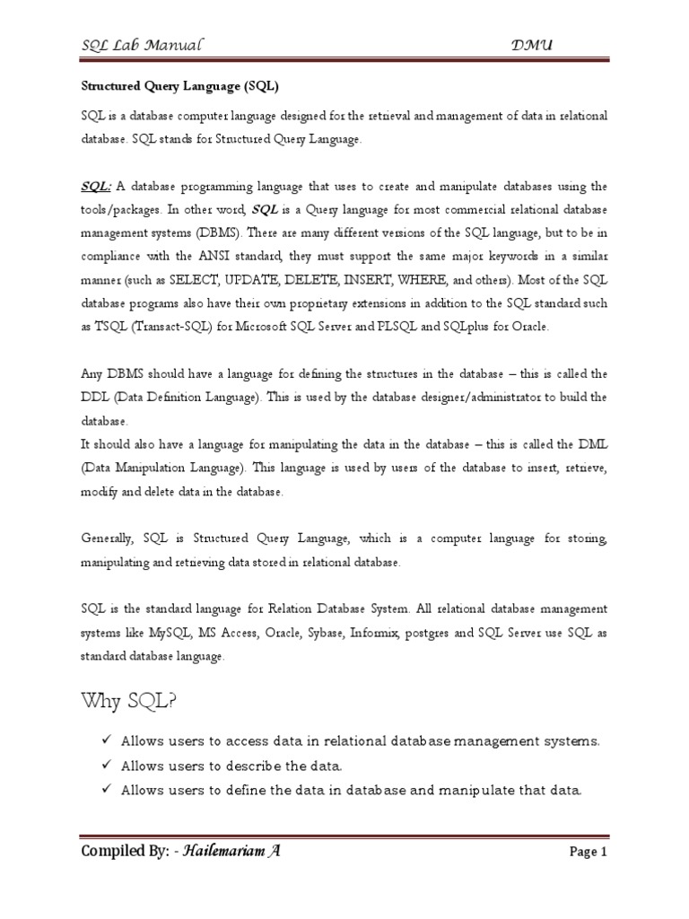 Structured Query Language | Download Free PDF | Database Index | Relational Database