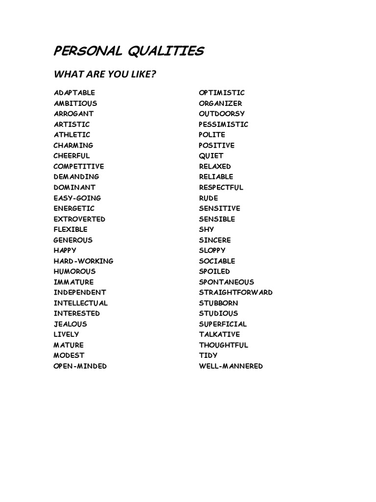 Personal Qualities | PDF