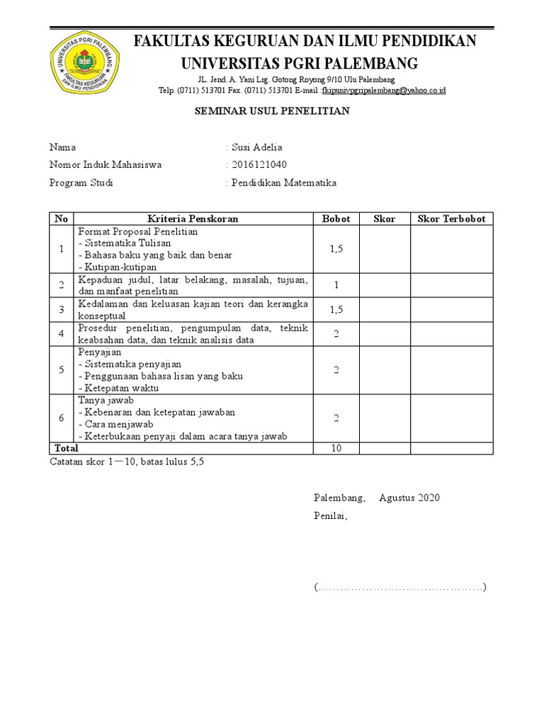 FORMAT PENILAIAN Pnlitian Kualitatif SUSI ADELIA | PDF | Karier & Perkembangan