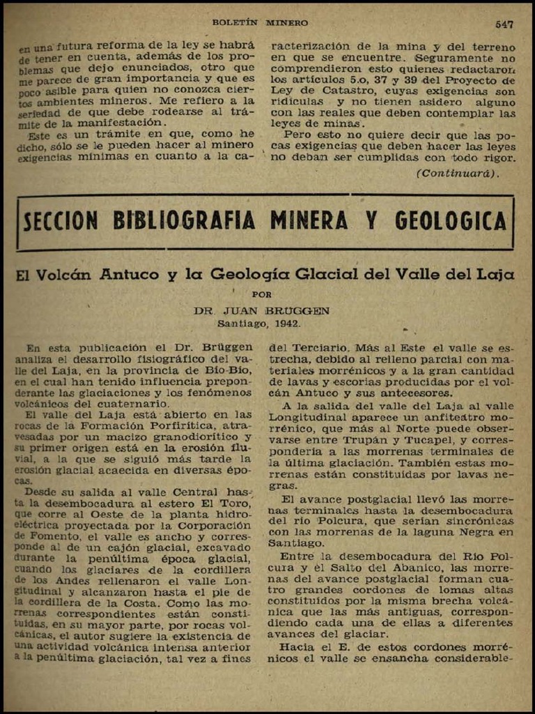 El Volcán Antuco y La Geología Glacial Del Valle Del Laja | PDF