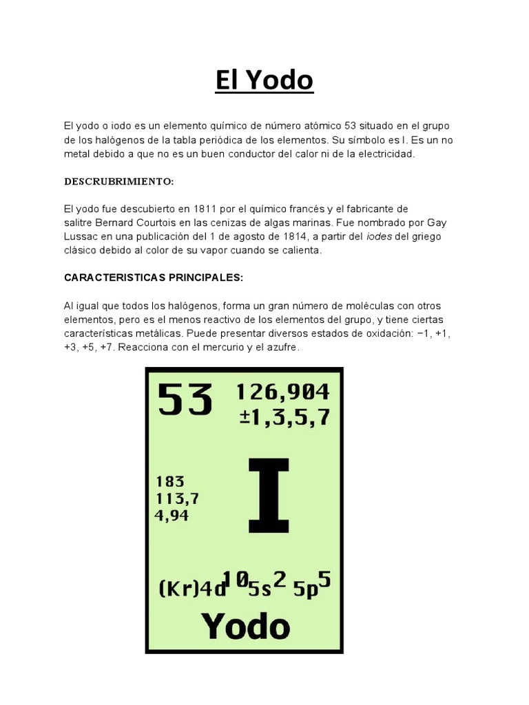 El Yodo Pdf Yodo Química