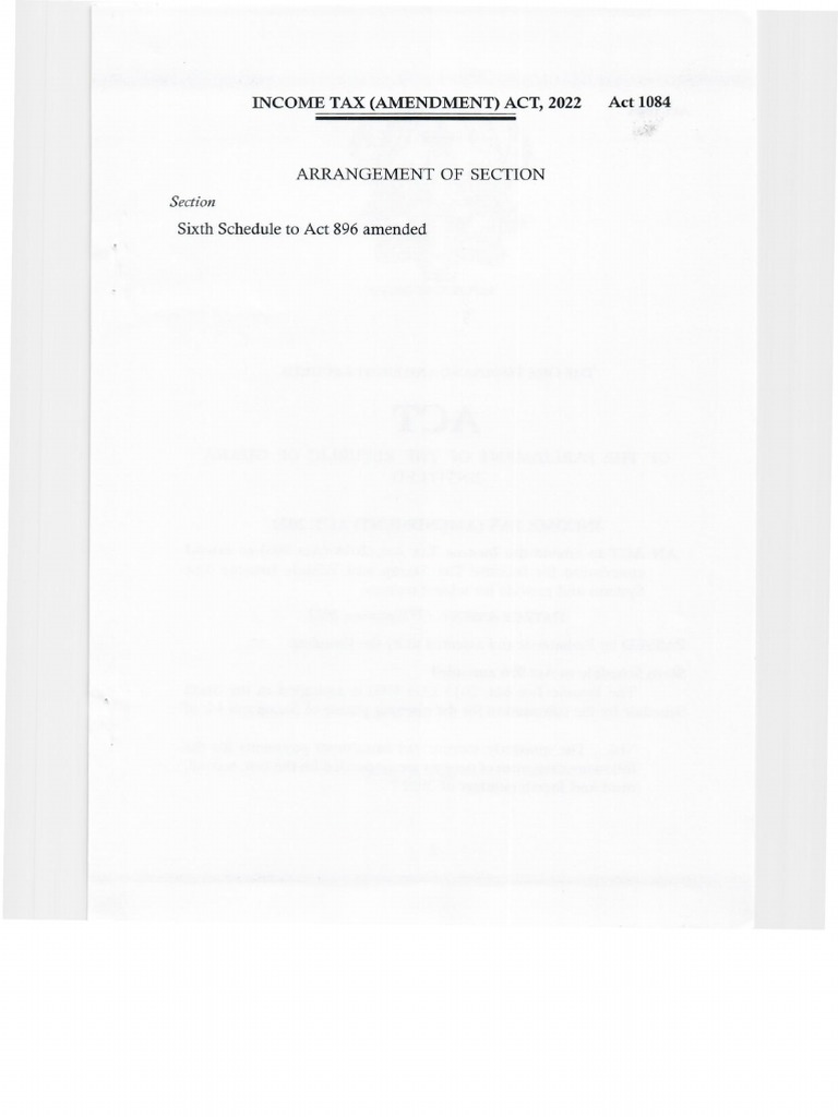 Income Tax Act 2020 - Act 1084 | PDF