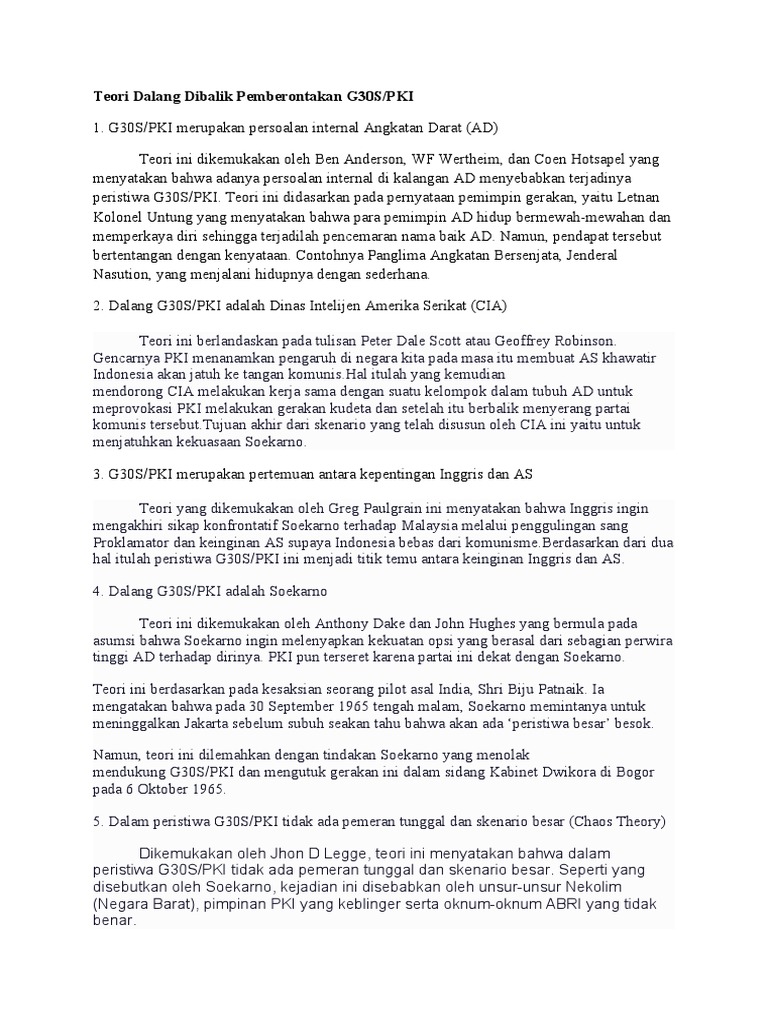 Teori Dalang Dibalik Pemberontakan G30S | PDF