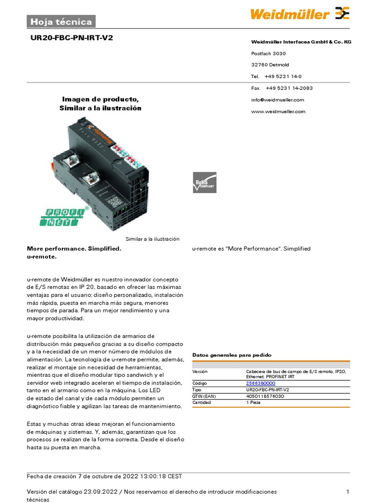 UR20 FBC PN IRT V2 - Es | PDF | Tecnología de información y ...
