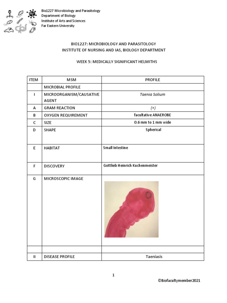 Taeniasis | PDF | Clinical Medicine | Diseases And Disorders