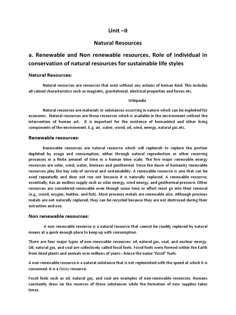 Sustainable Resource Conservation | PDF | Renewable Resources | Resource