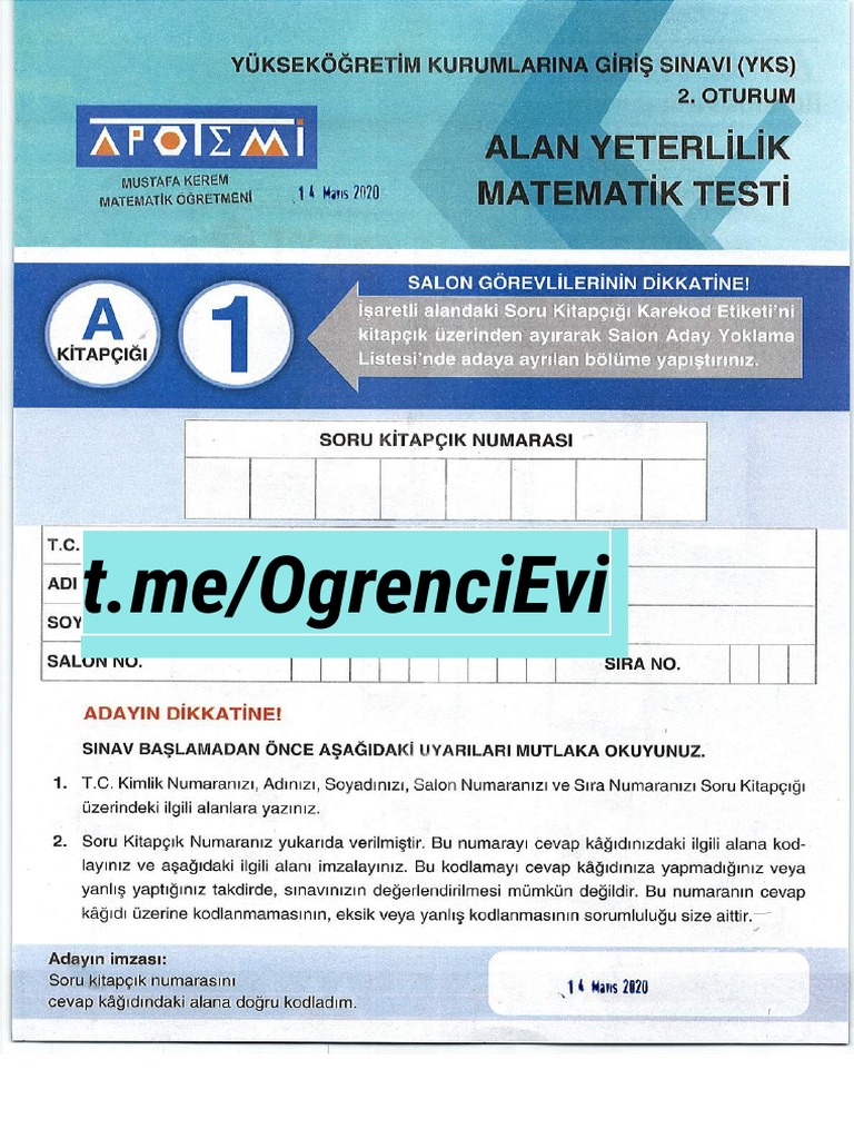 Ayt Deneme 15 2020 | PDF