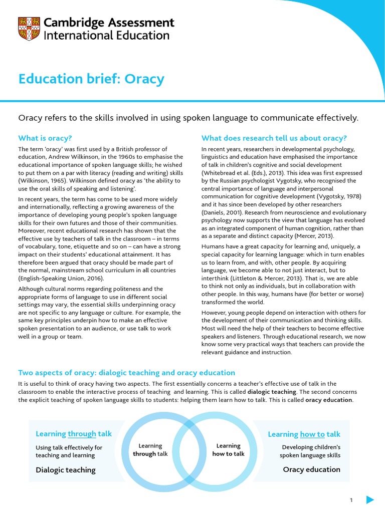 Education Brief Oracy | PDF | Teaching Method | Teachers