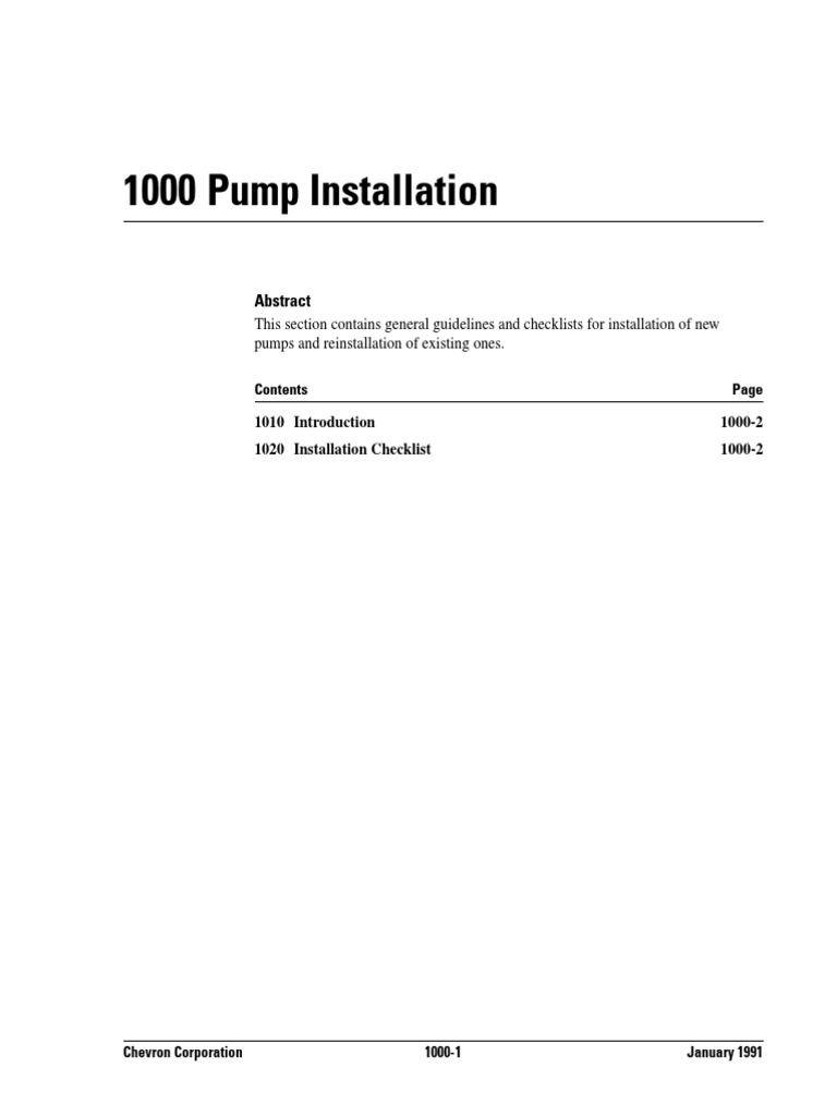 1000 Pump Installation Guidelines | PDF | Pump | Pipe (Fluid Conveyance)