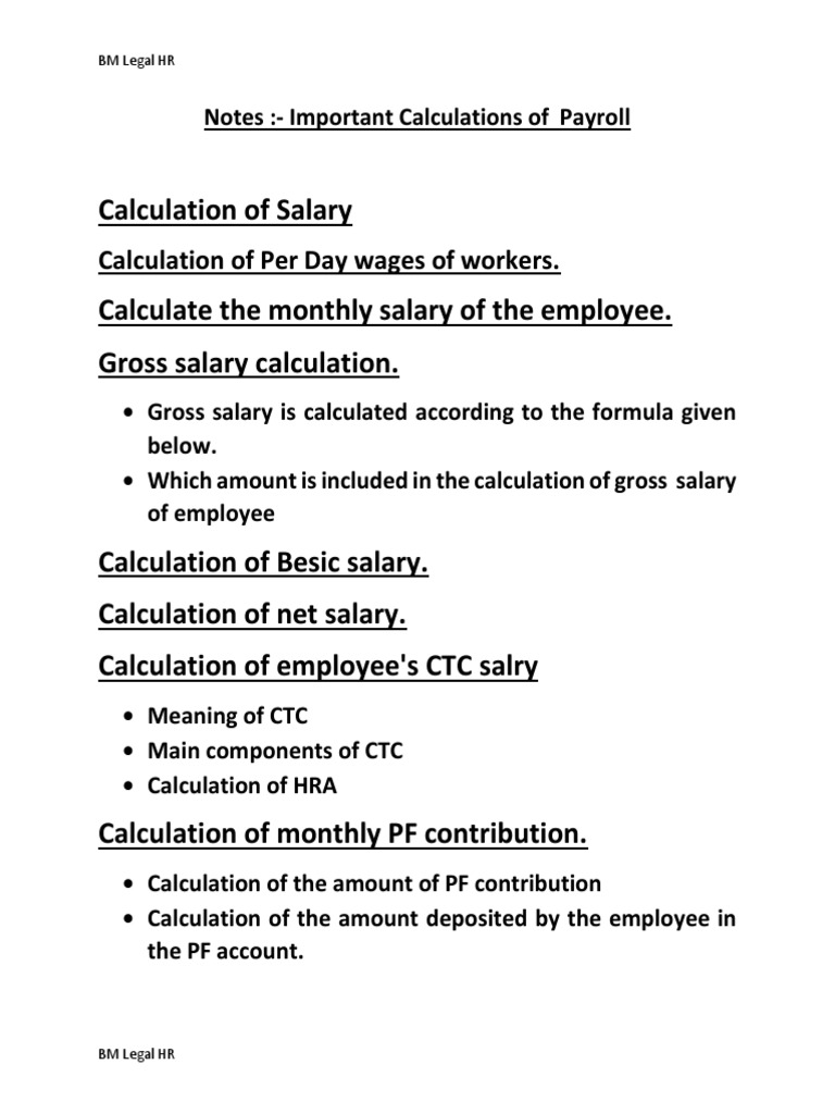 Topics - Important Calculations of Payroll | PDF | Salary | Pension