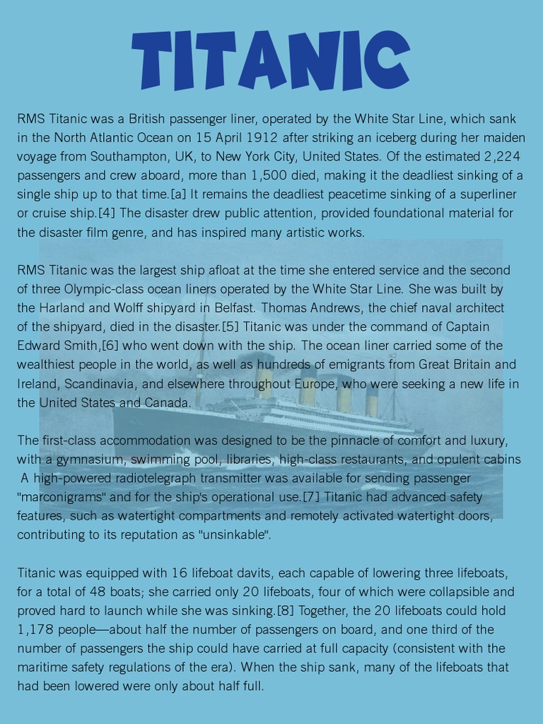 History of Titanic | PDF