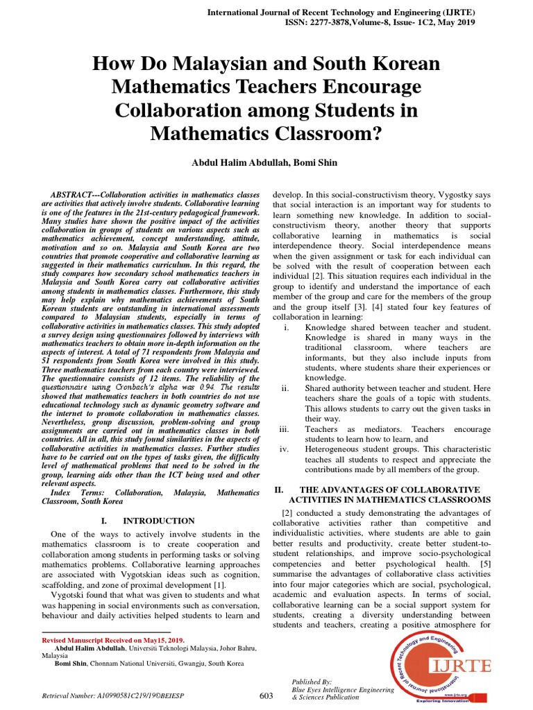 How Do Malaysian and South Korean Mathematics Teachers Encourage ...