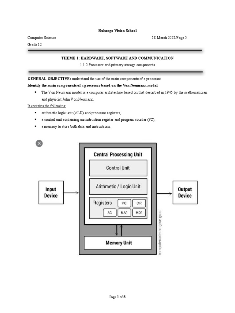 Understanding The Main Components And Functions Of The Processor Through The Fetch Execute Cycle