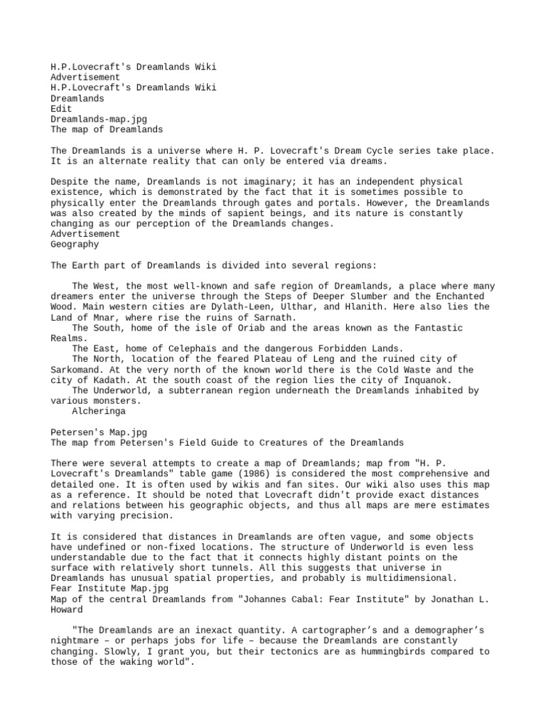 1 Dreamlands Lovecraft | PDF | Planets | Dream