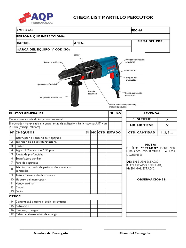 Formato Check List Martillo Percutor | PDF