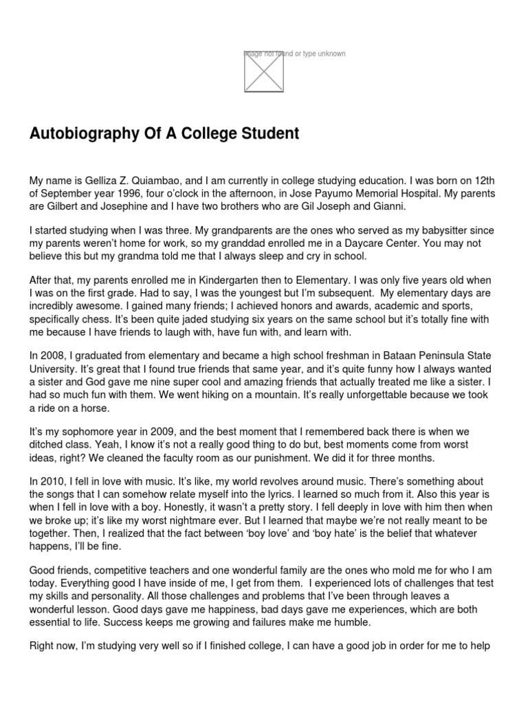 Autobiography of A College Student | PDF