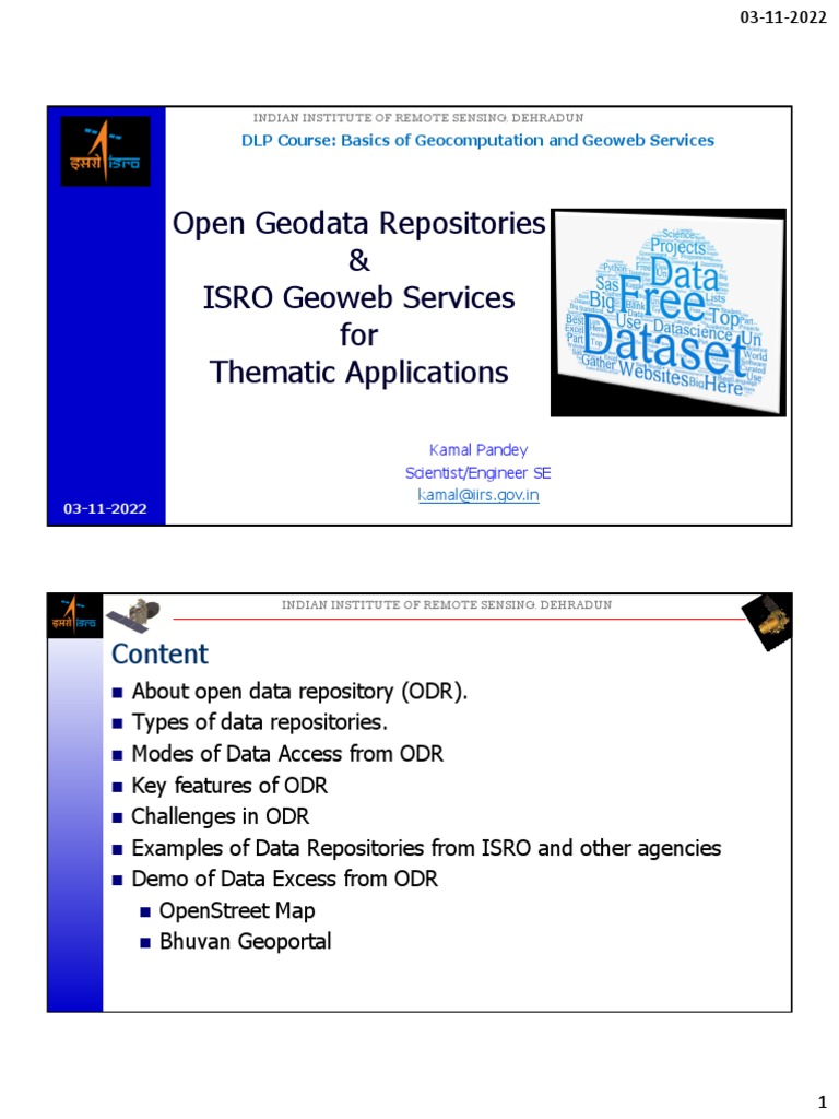 Open Geodata Repositories & ISRO Geoweb Services For Thematic ...