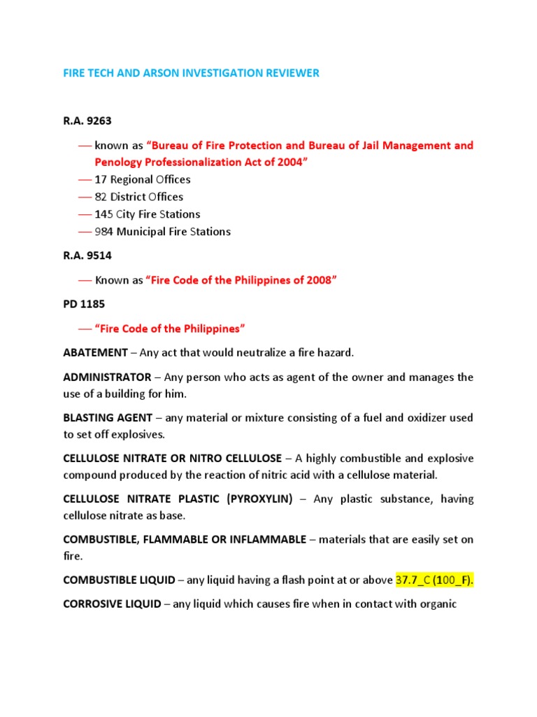 Updated Fire and Arson Investigation Reviewer 2 | PDF | Fires | Combustion