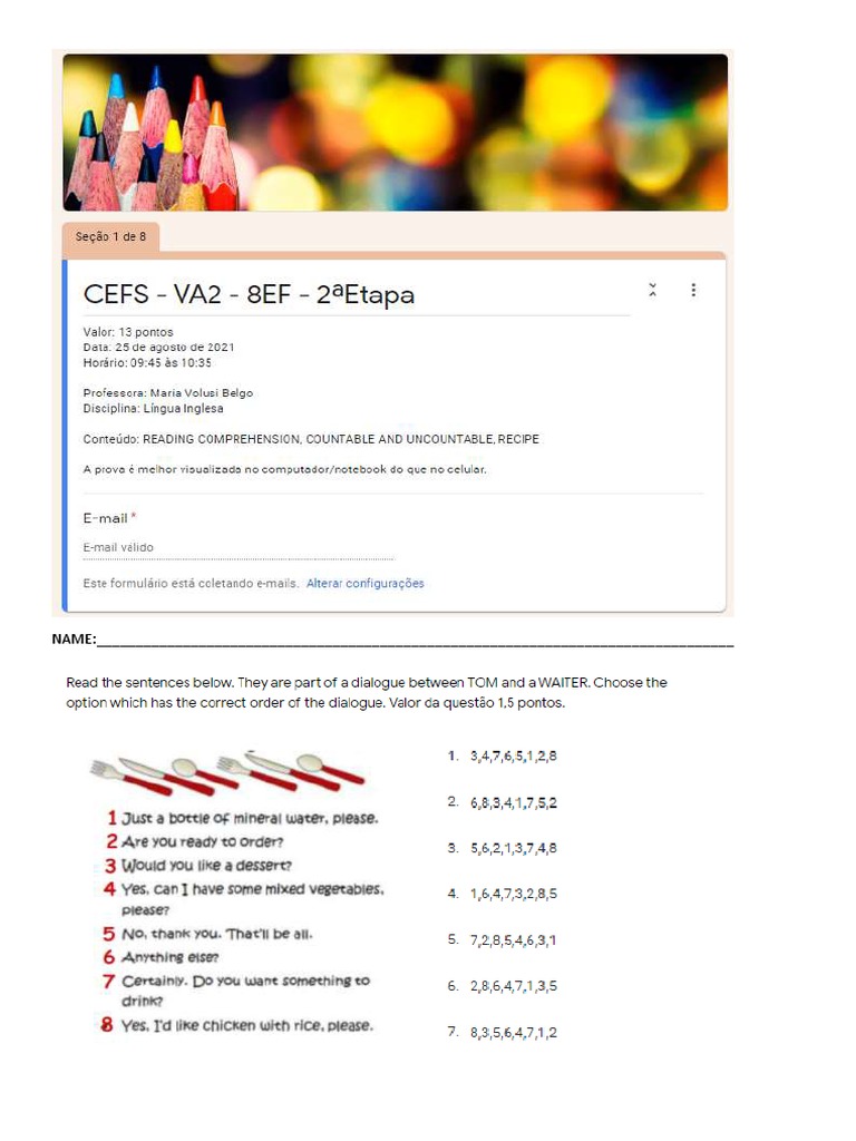 Cefs Va2 8ef Etp2 | PDF | North American Cuisine | Food And Drink