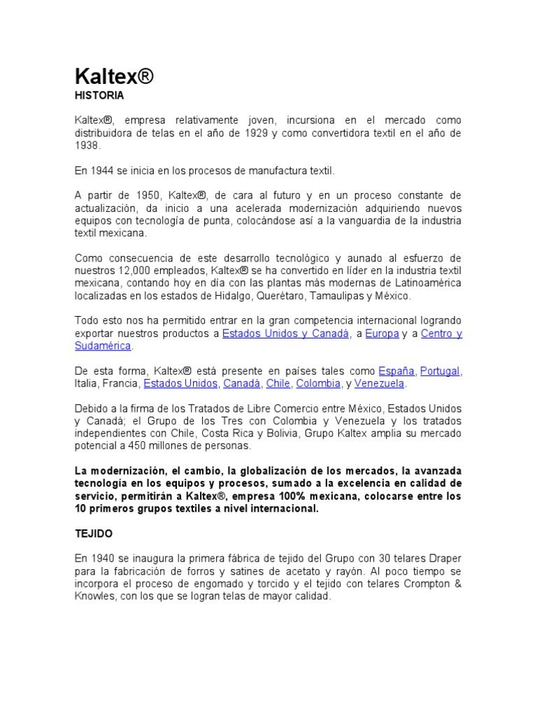 Kaltex | PDF | Textiles | México