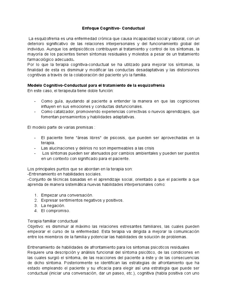 Esquizofrenia | PDF | Esquizofrenia | Terapia de conducta cognitiva