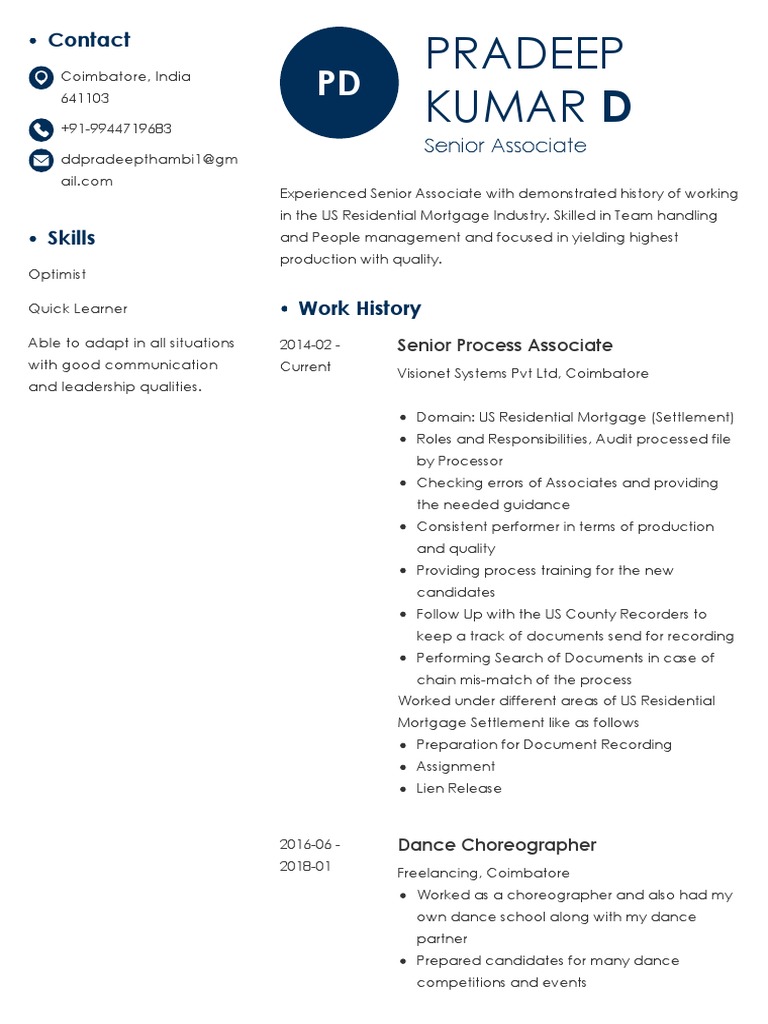 PRADEEP KUMAR - D - Resume | PDF | Cognitive Science | Cognition