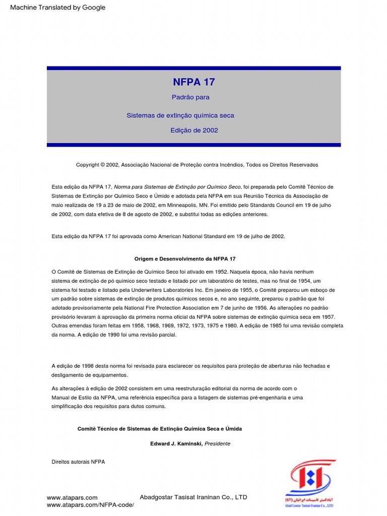 Nfpa 17 2002 | PDF | Química | Pressão