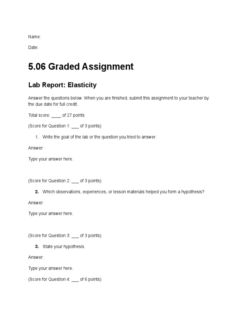 5.06+Elasticity+Lab+Report +Graded+Assignment | PDF