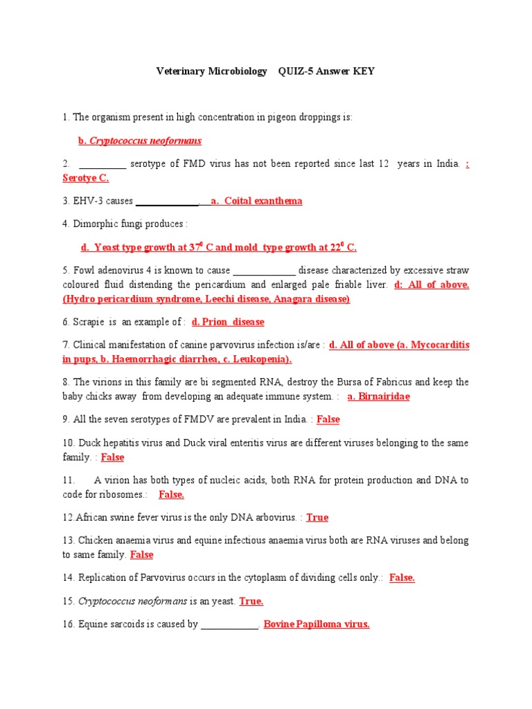 Answer Key Quiz-5 | PDF | Virus | Infection