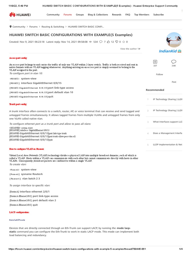 HUAWEI SWITCH BASIC CONFIGURATIONS WITH EXAMPLE (5 Examples) - Huawei ...