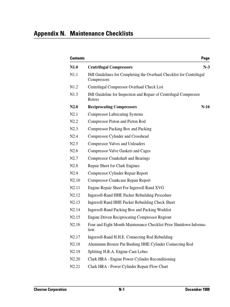 Cmpappn Maintenance Checklists | PDF | Piston | Engine Technology