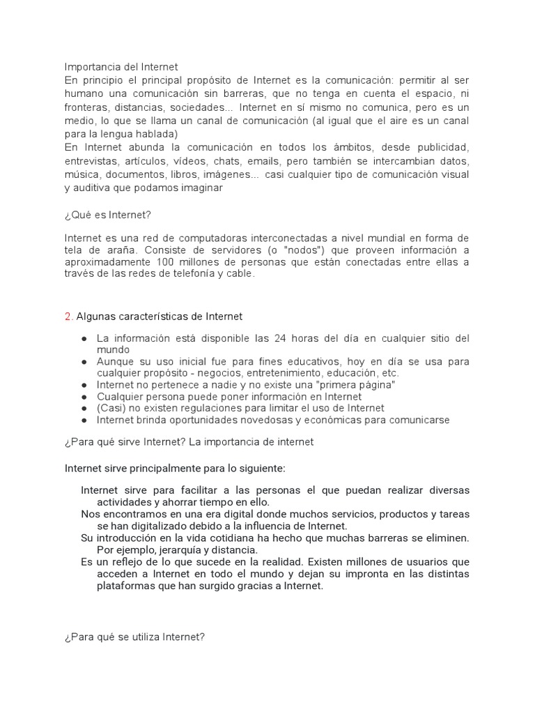 Tema Manejo e Importancia Del Internet | PDF | Internet | Servicio de ...