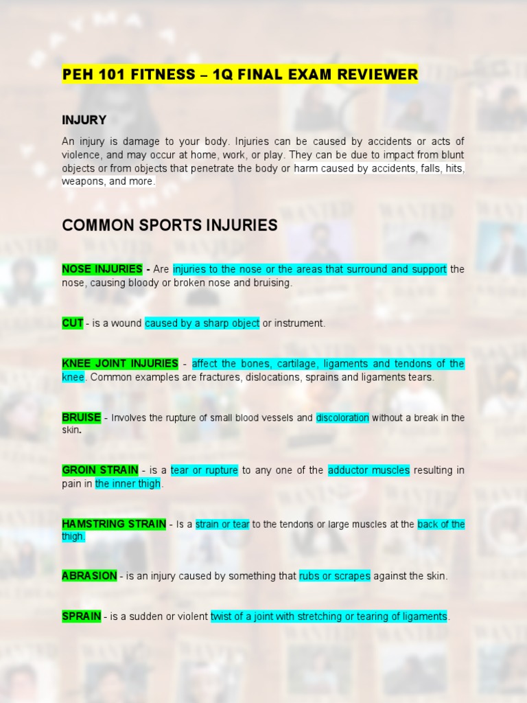 Peh 101 1Q Final Reviewer | PDF | Physical Fitness | Knee