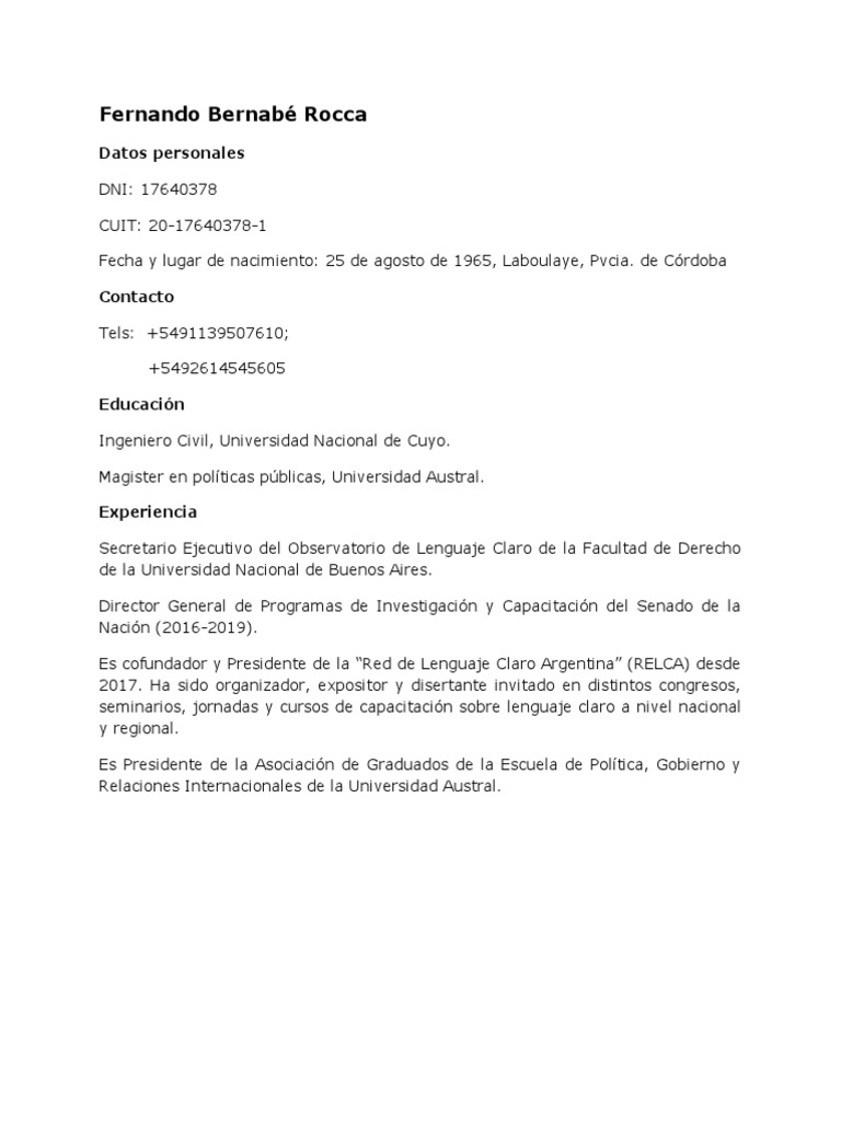 CV Fernando Rocca | PDF