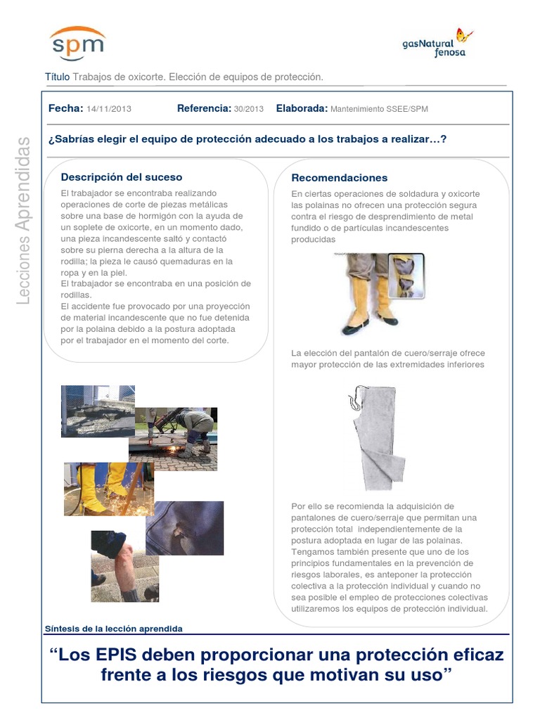 Trabajos de Oxicorte - Elección de Equipos de Protección | PDF