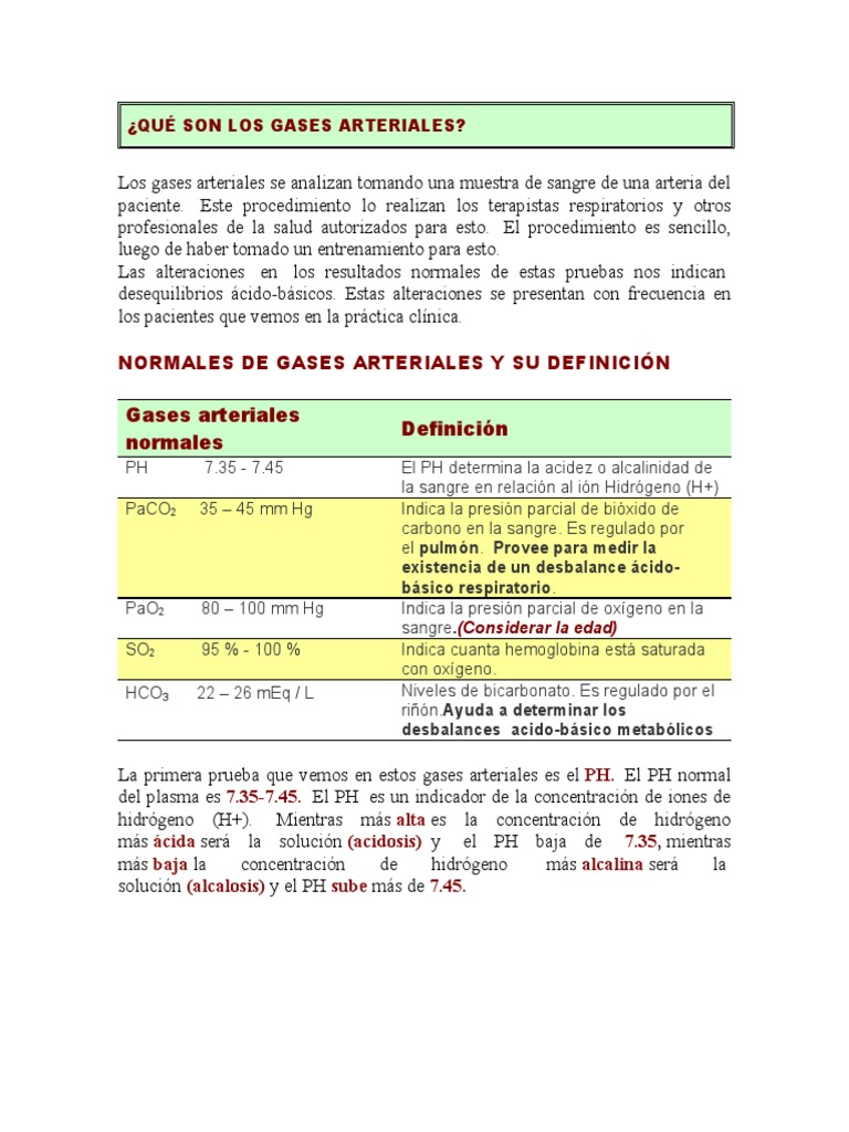 Gases Arteriales: Guía Básica | PDF | Fisiología | Química